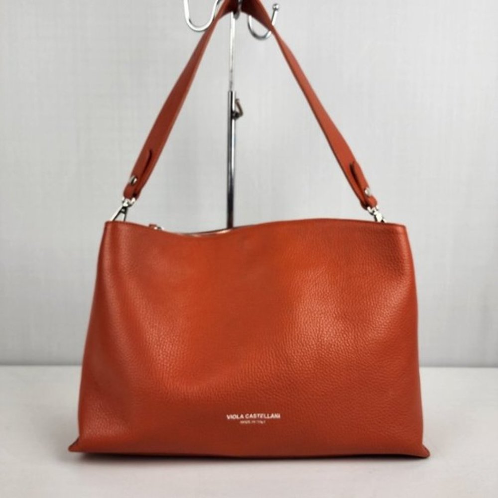 Viola Castellani Orange Leather Shoulder Purse - Gem